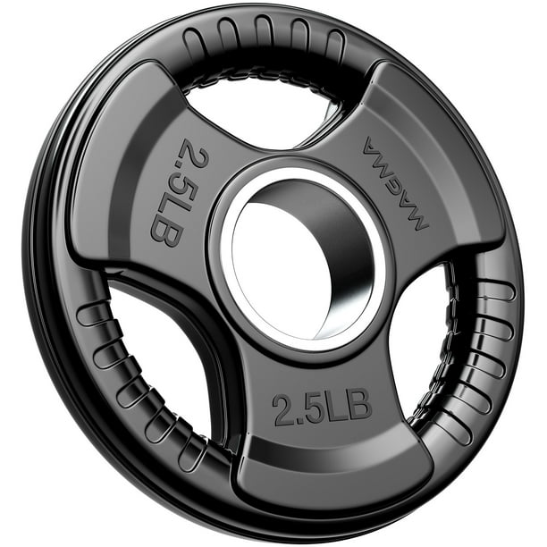 MAGMA Virgin Rubber 2-Inch Cast Iron Olympic Grip Plates, for Strength ...