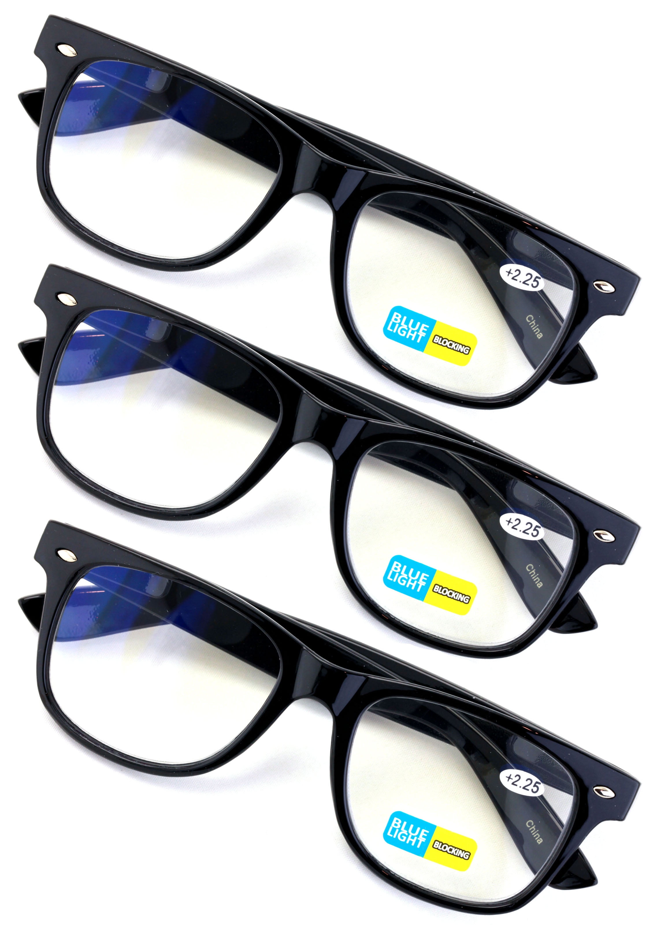 3 Pairs Classic Reading Glasses - Anti UV Blue Ray Fatigue Computer ...