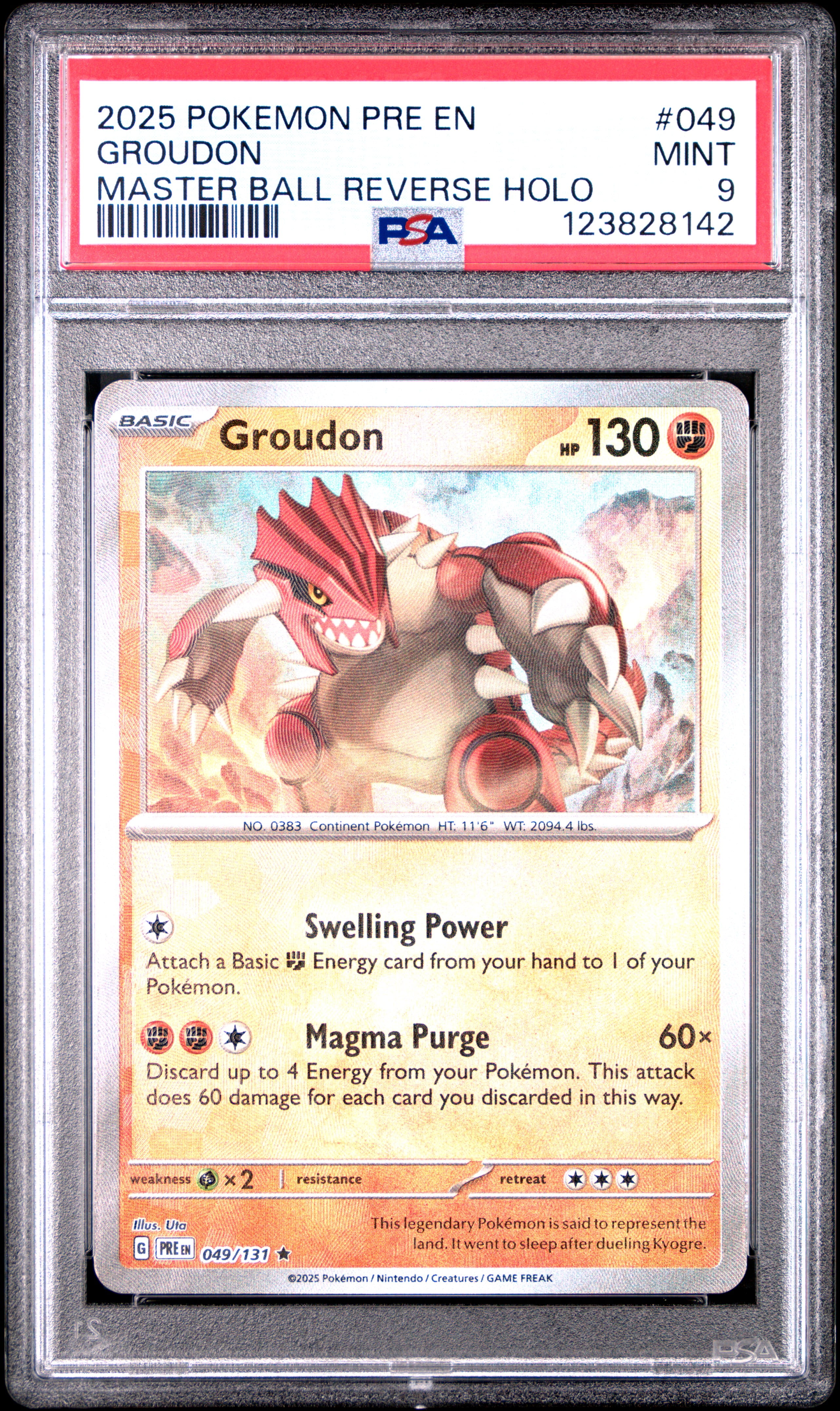 Pokemon TCG, PSA Graded 9 MINT, Groudon Master Ball Reverse Holo #049 ...