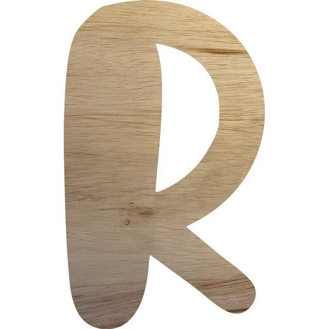 Wood Letter Craft Blank, Unpainted 16'' tall Wooden Letter R, Bright ...