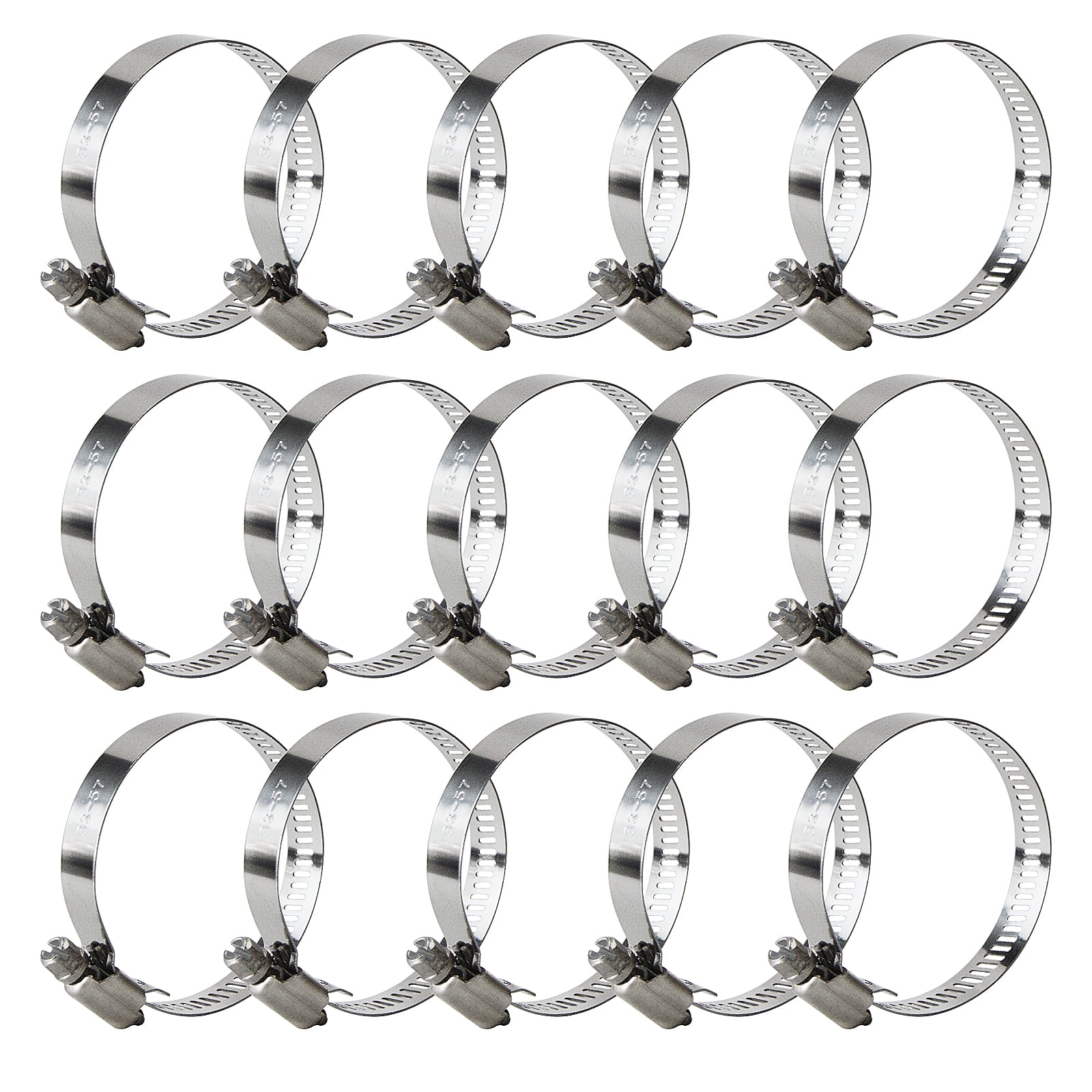 Penck 15 Pack Adjustable Worm Drive Gear Clips 33-57mm Stainless Steel ...