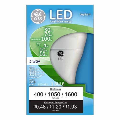 GE LED Daylight 30 - 100W 3-Way General Purpose Light Bulb1-pack ...