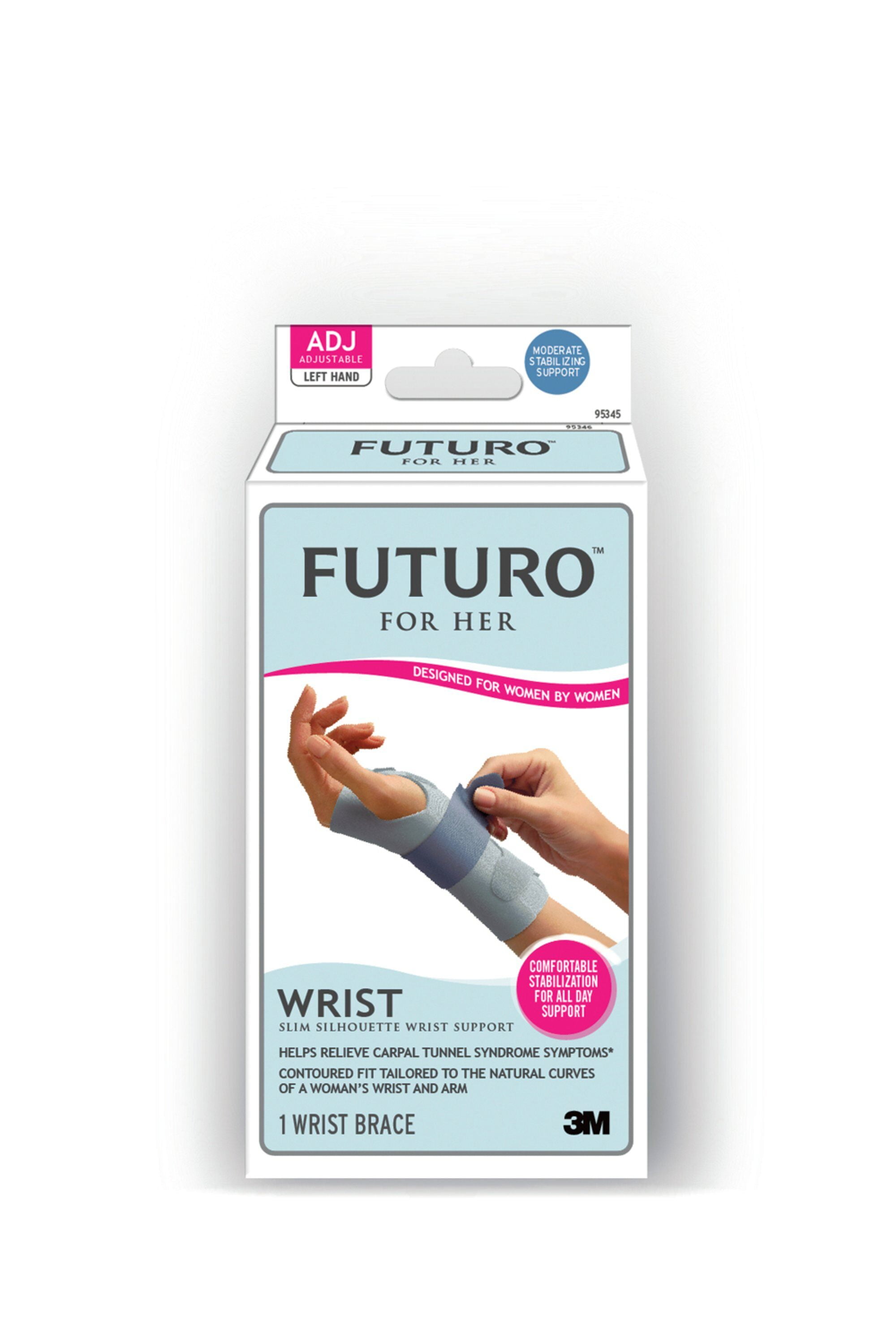 FUTURO Slim Silhouette Wrist Support For Her, Left Hand, Adjustable ...