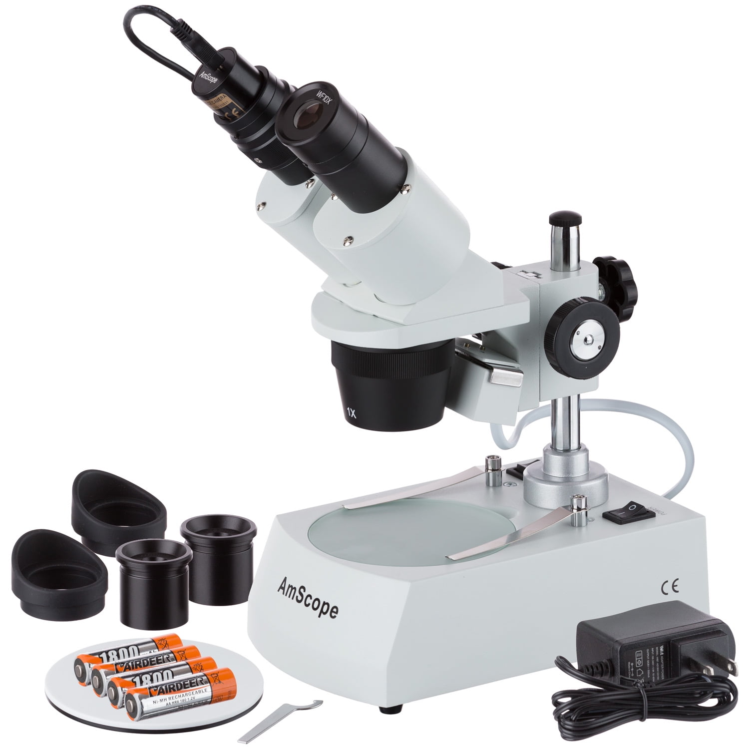 AmScope 5X-10X-15X-30X Cordless LED Stereo Microscope + Camera New ...