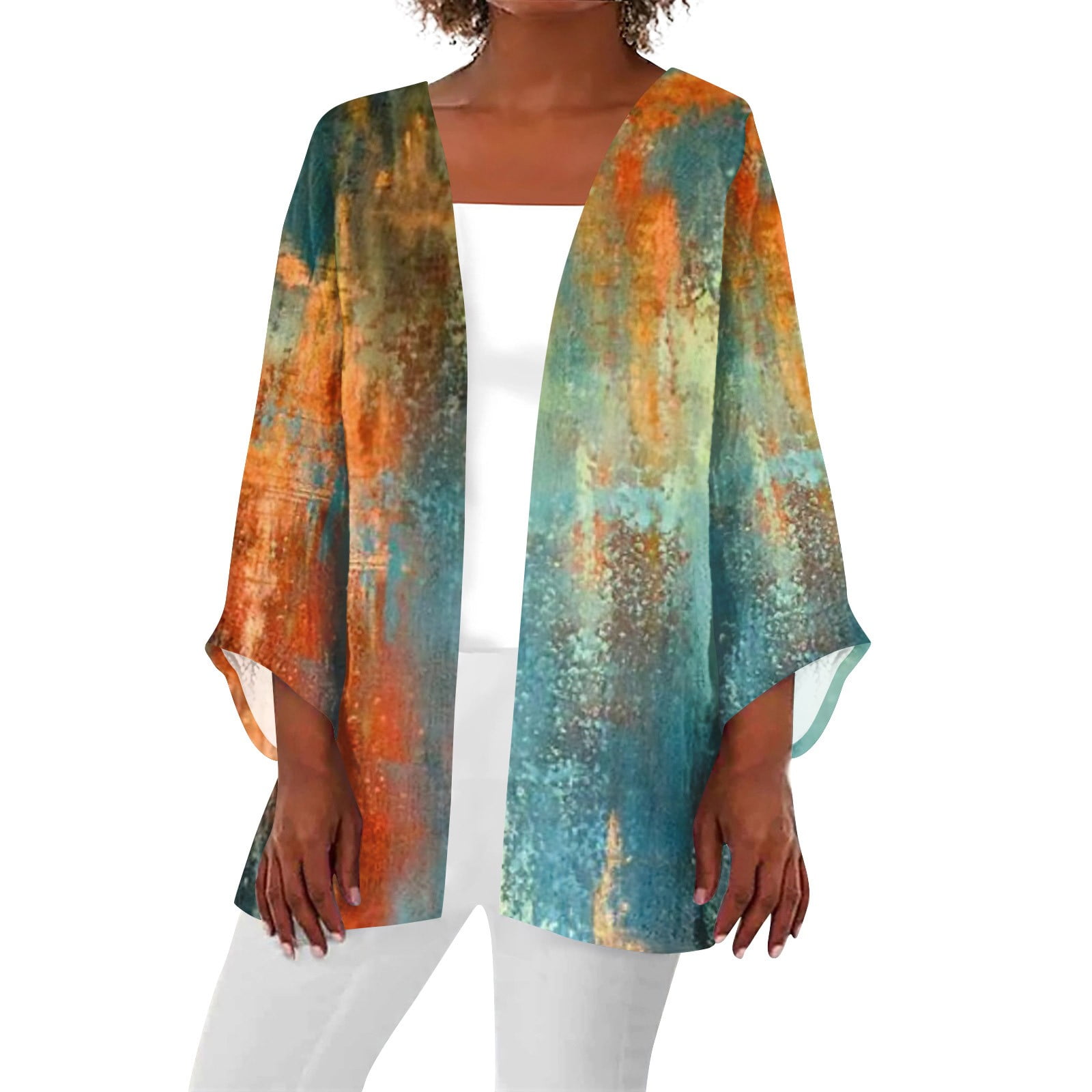 Mlqidk Summer Cardigans for Women Lightweight 2023 3/4 Sleeve Open ...