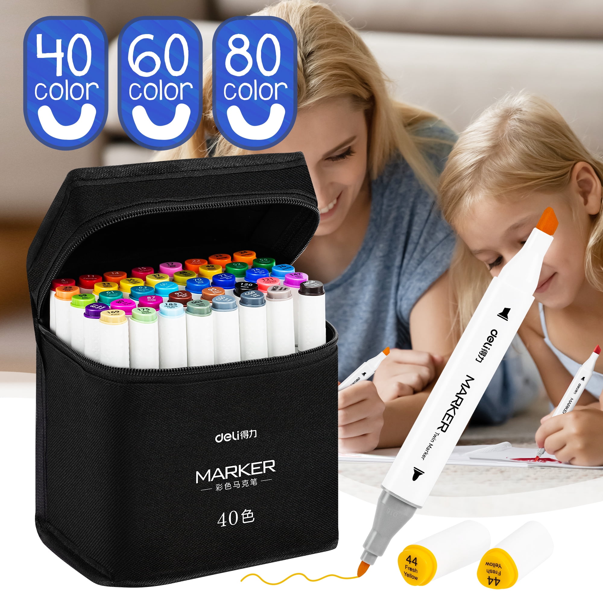 Deli Art Markers Set 40 Colors Dual Tips Coloring Marker Pens Deli Art Markers Set 40 Colors Dual Tips Coloring Marker Pens
