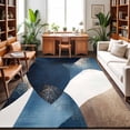 Abstract Geometric Area Rugs 3x5ft Dynamic Blue Gold Art Floor Rug Non ...