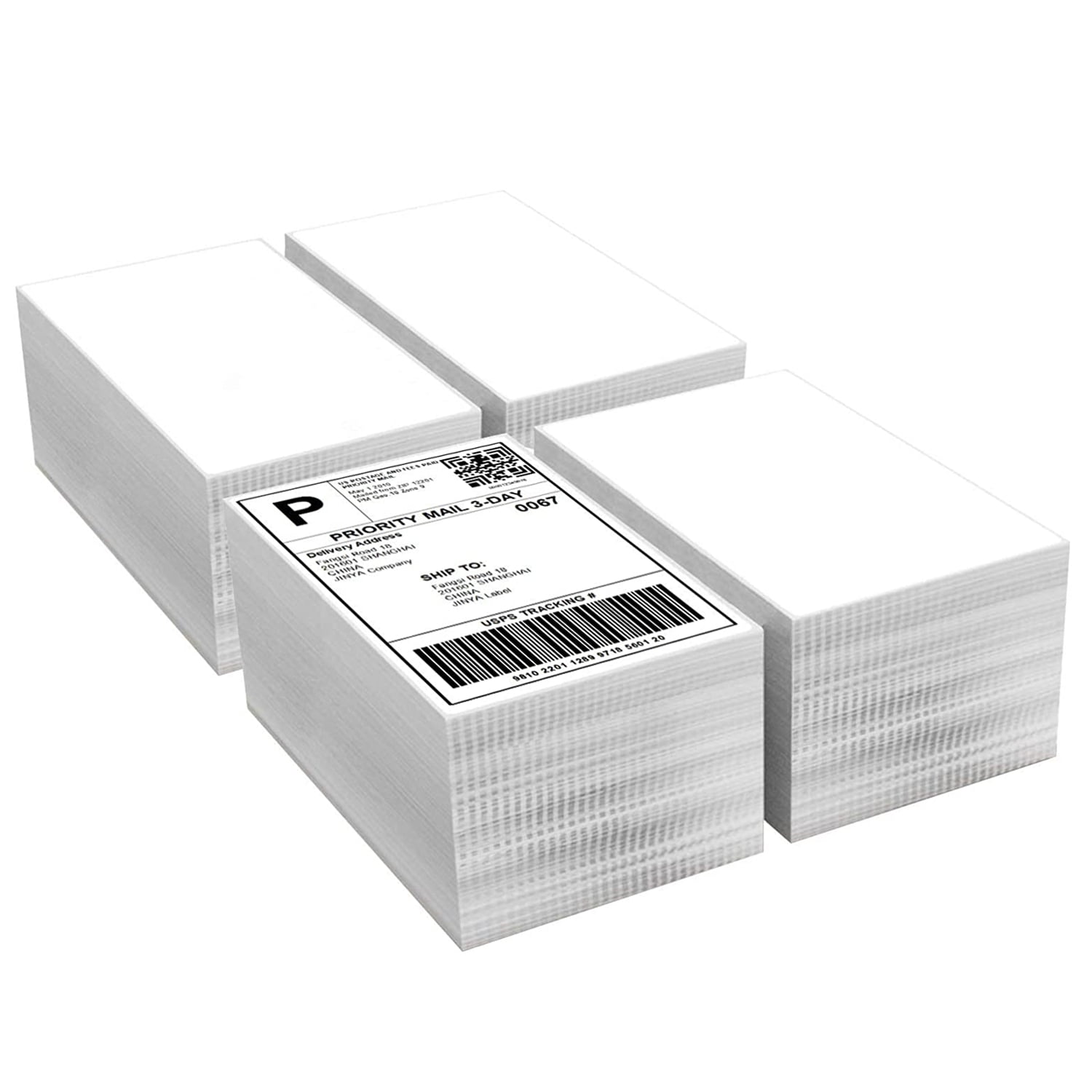 NefLaca Fanfold 4" x 6" Direct Thermal Labels White Perforated Shipping ...