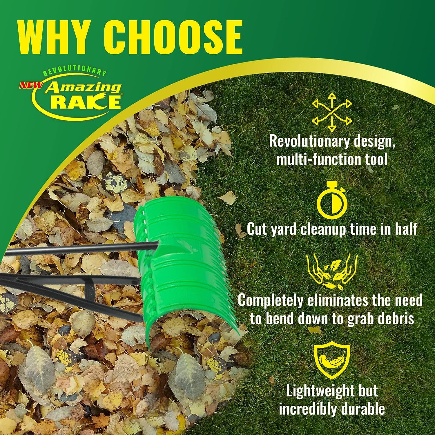 HetayC Back Saving Garden Rake ― Leaf Rakes for Gardening ― Leaf Picker ...