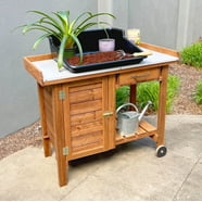Lehman's Outdoor Gardening Potting Table Workstation, Cypress Wood with ...