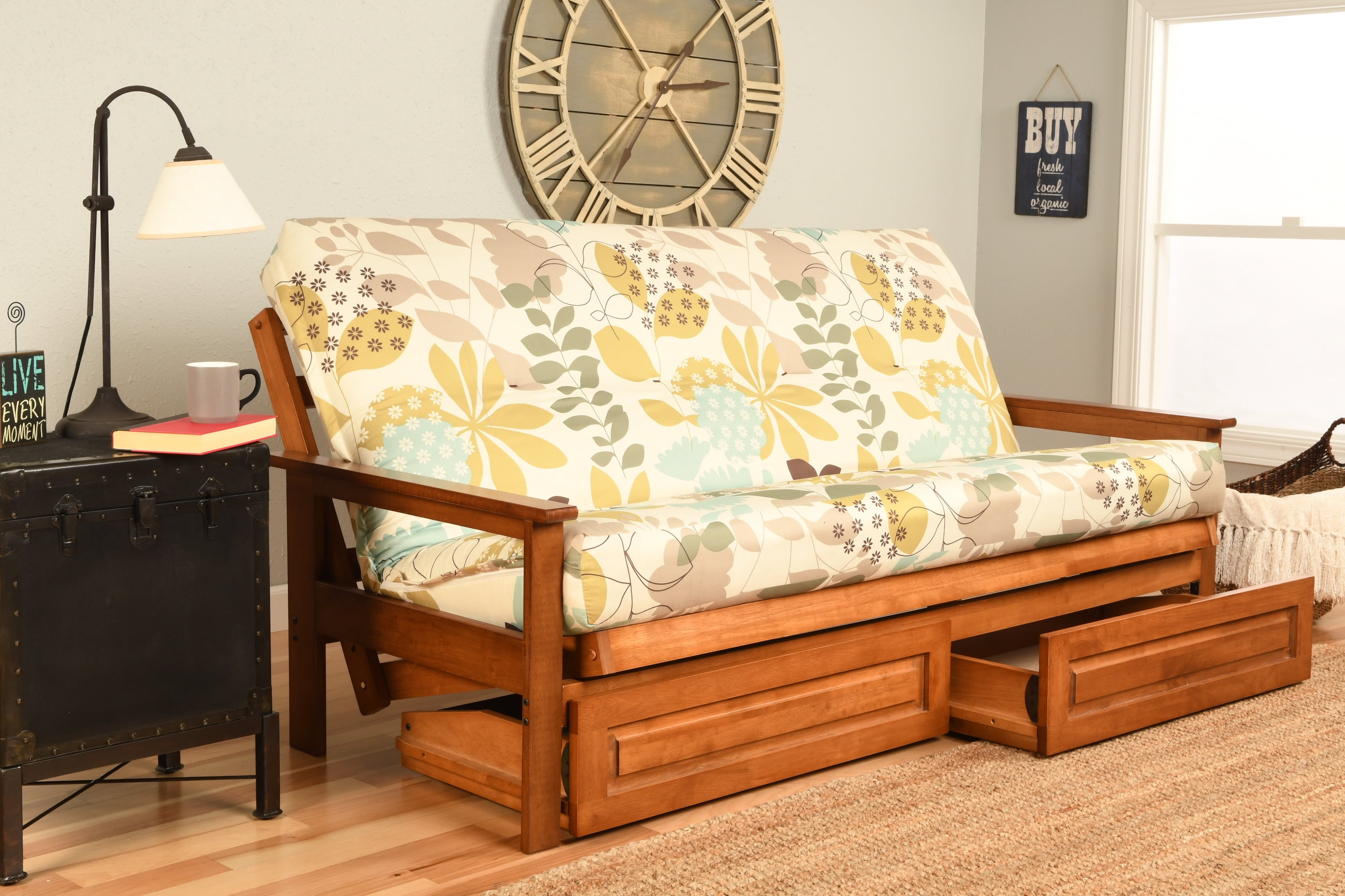 Albany Futon with storage in Barbados Finish, Multiple Colors - Walmart.com