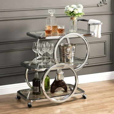 XIV Bar Cart, Home Bar Serving Cart, Metal Kitchen Carts with Storage ...