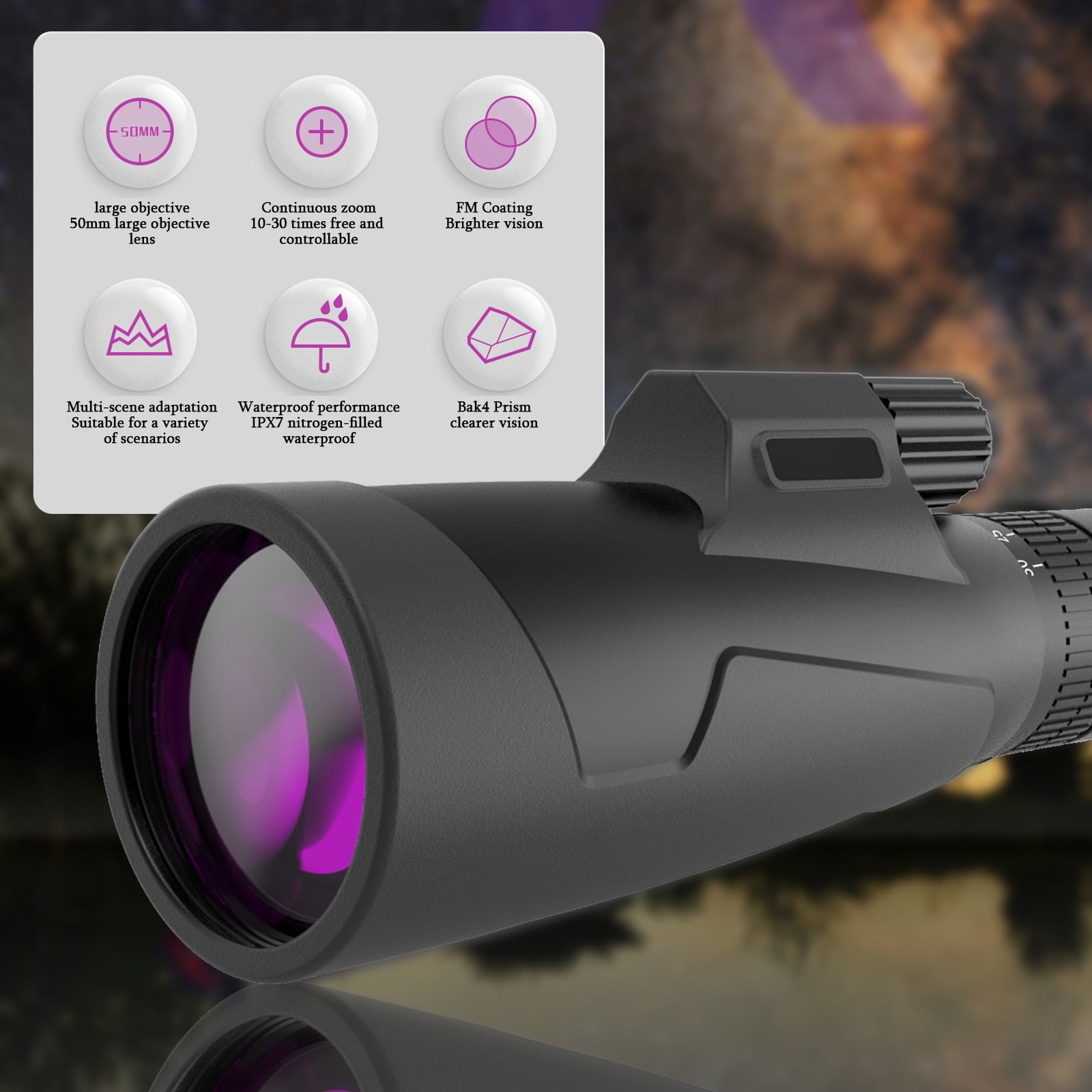 TWSOUL Monocular Telescope 10-30x50 Zoom for Adults,HD High Power Prism ...