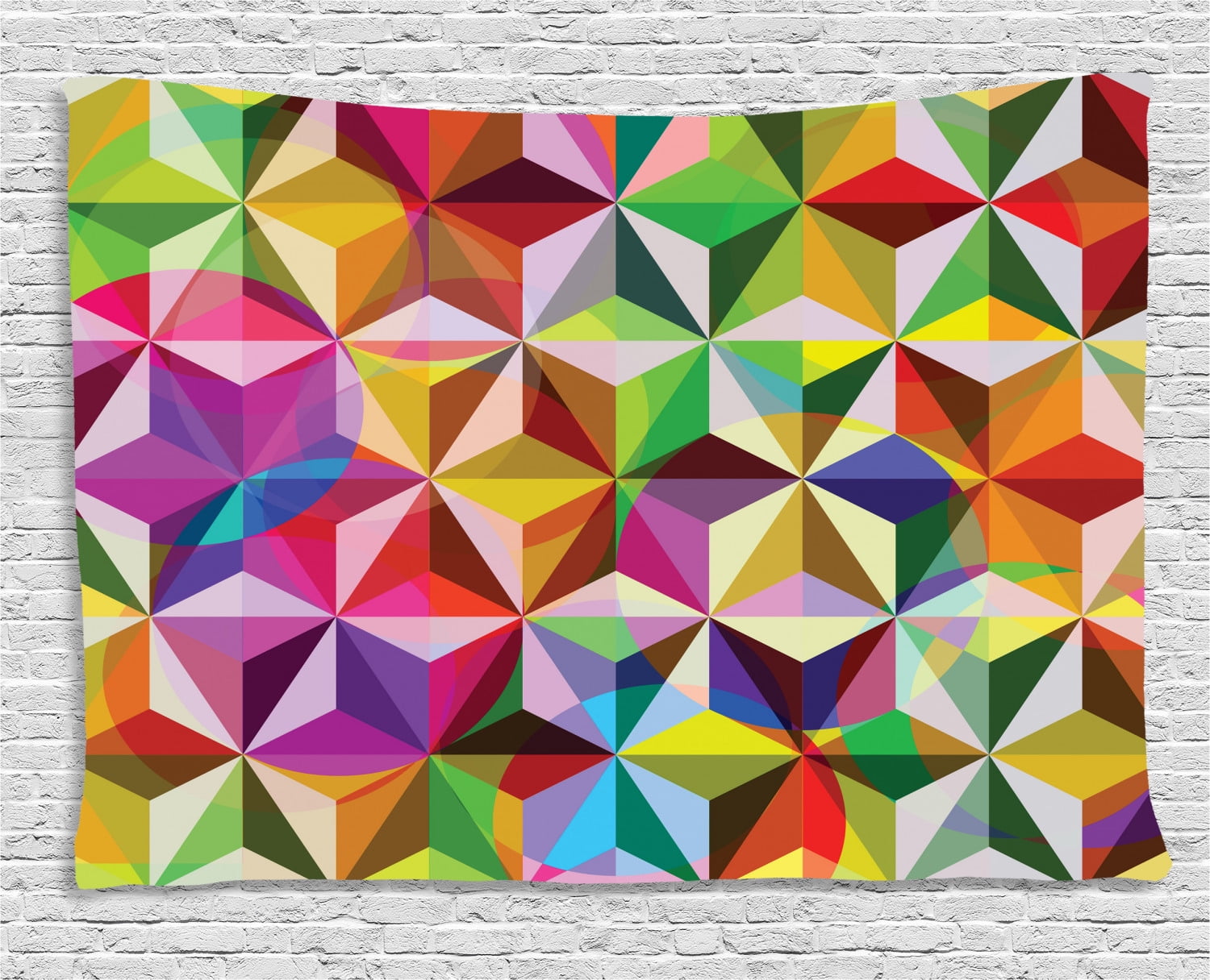 Geometric Tapestry, Rainbow Colored Stacked Cube Pattern Mosaic Grid ...
