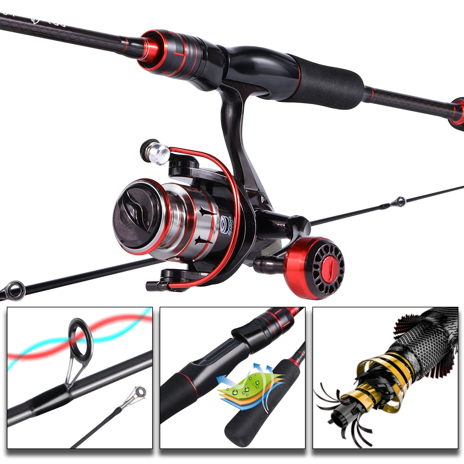 Sougayilang Fishing Rod and Reel Combo 2 Pieces Fast Action Spinning ...