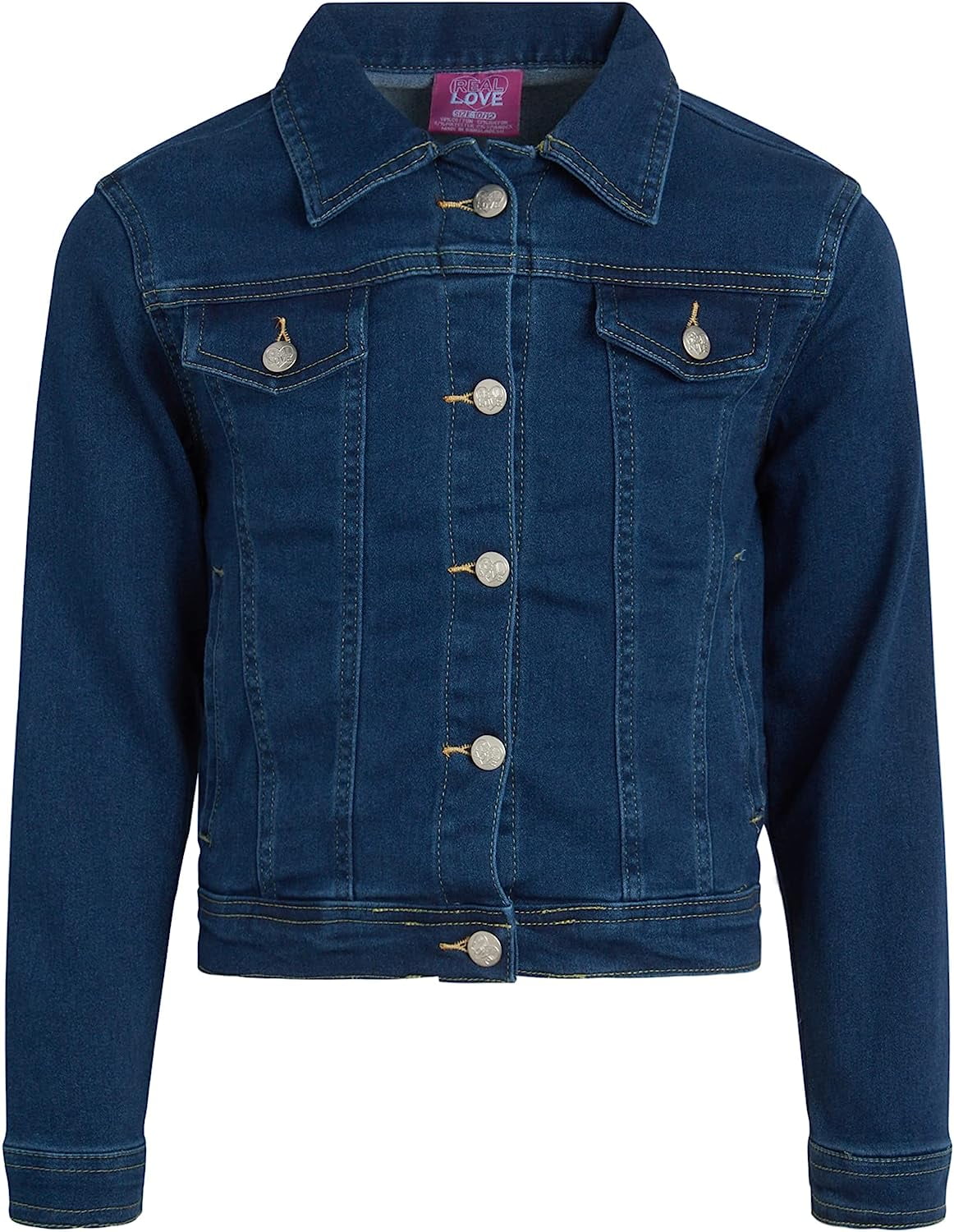 Real Love Girls' Denim Jacket - Basic Denim Soft Stretch Jean Jacket ...