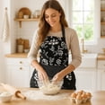 2026 New Retro Floral Pattern Cooking Apron for Women, Black Pleated ...