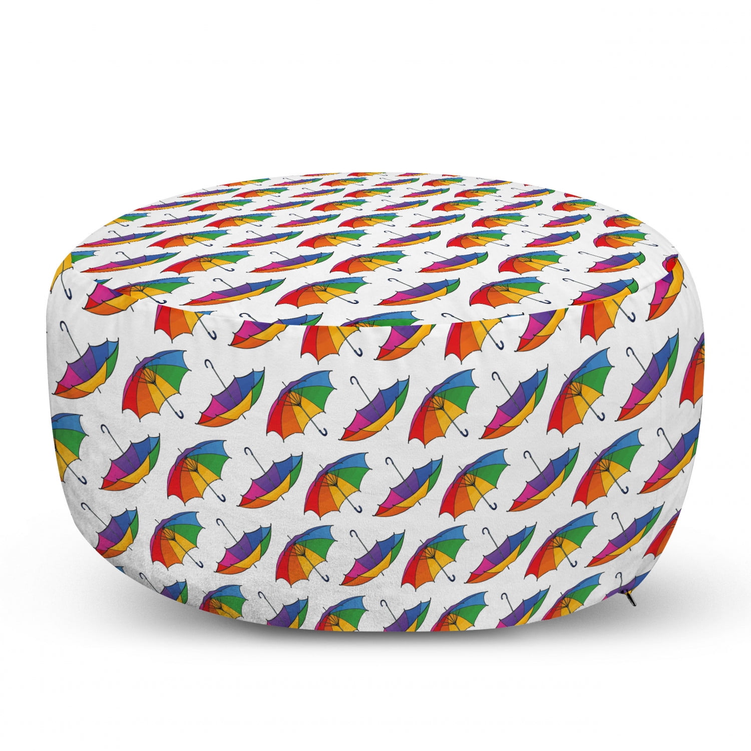 Umbrella Pouf Cover with Zipper, Rainbow Colored Ornamental LGBT Open ...