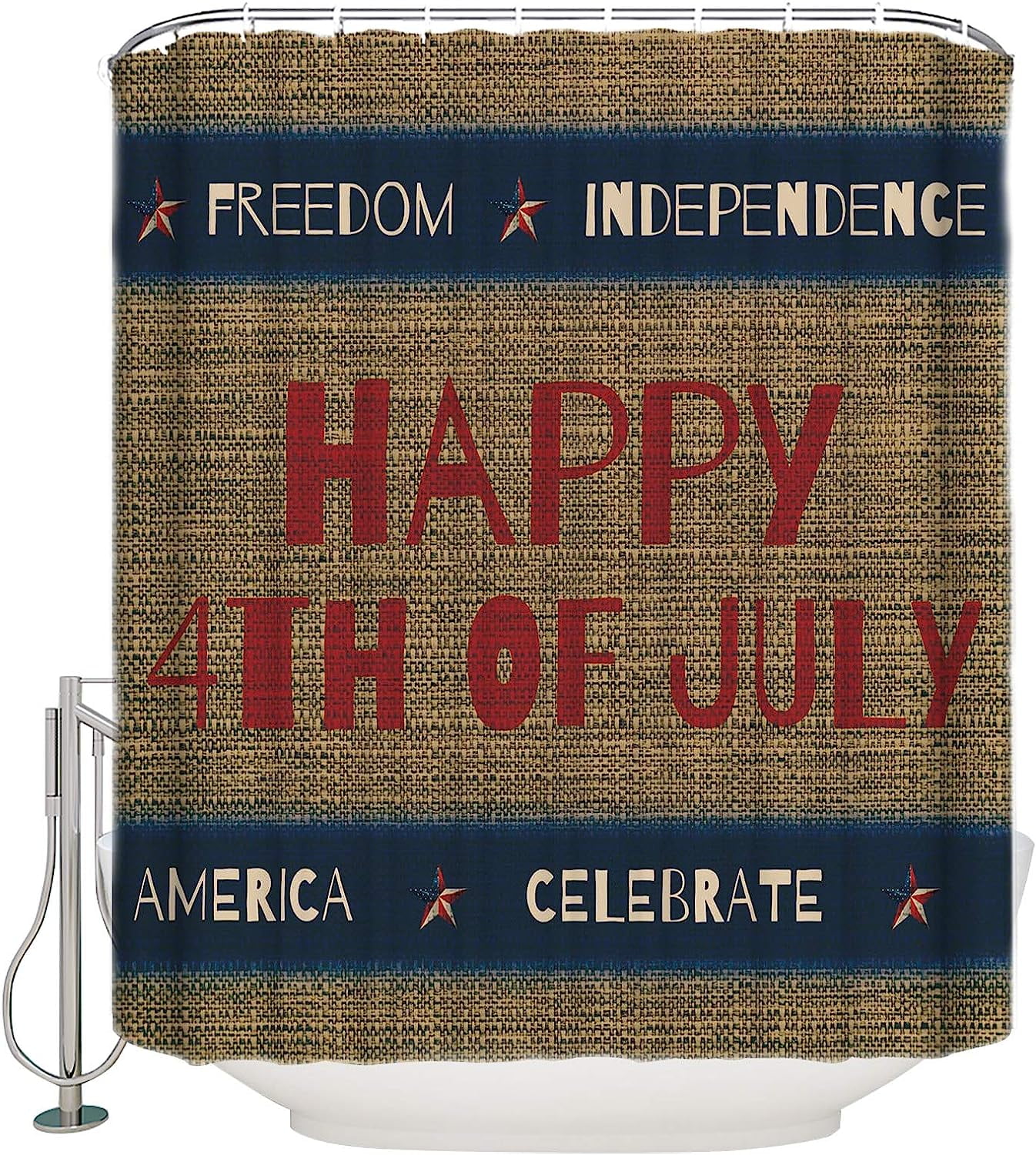 Sonernt Independence Day Retro July 4 Free Shower Curtain for Bathroom ...