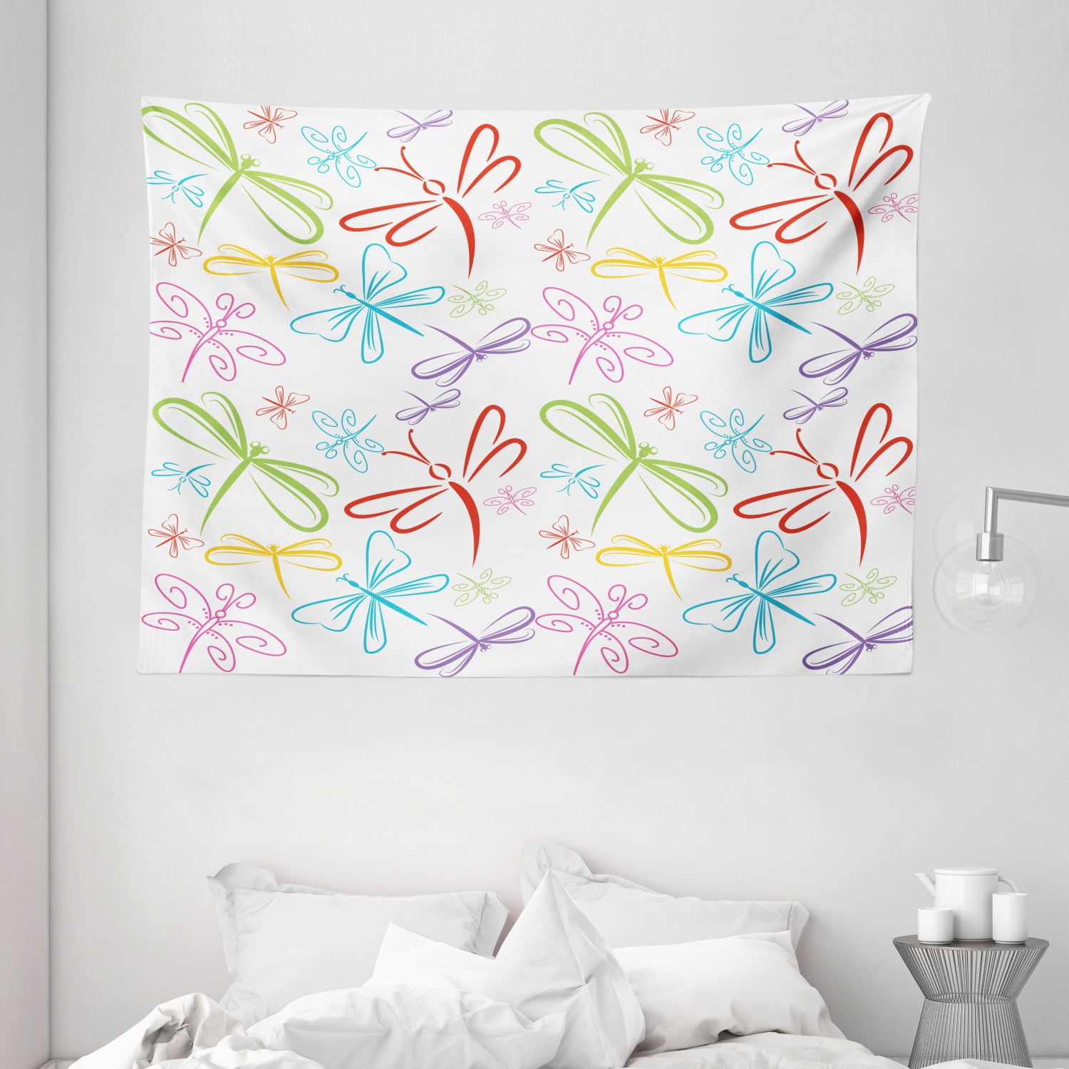 Dragonfly Tapestry, Cute Insects Winged Freedom Symbol Colorful Animal ...