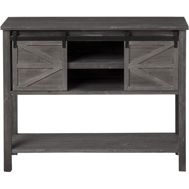 eHemco Antique Farmhouse Console Table with Sliding Barn Doors and ...