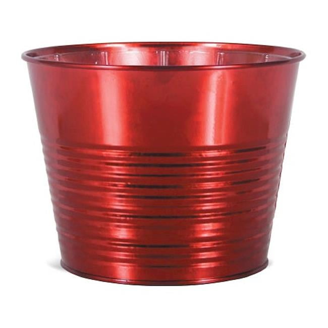 Red Metal Ribbed Pattern Planter - Walmart.com