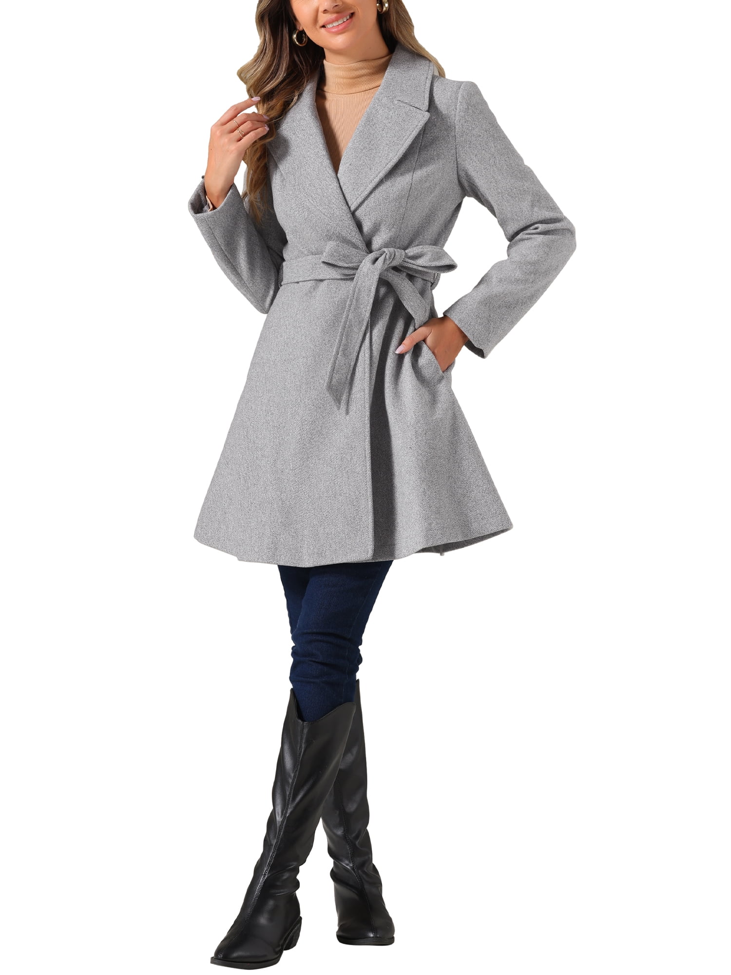 Allegra K Abrigo Elegante para Mujer con Cuello Chal, Abrigo Largo con ...