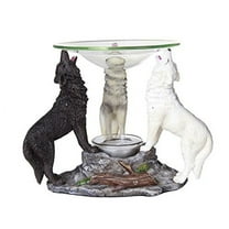 Ebros Moonlight Three Howling Wolves Oil Warmer Or Wax Tart Burner ...