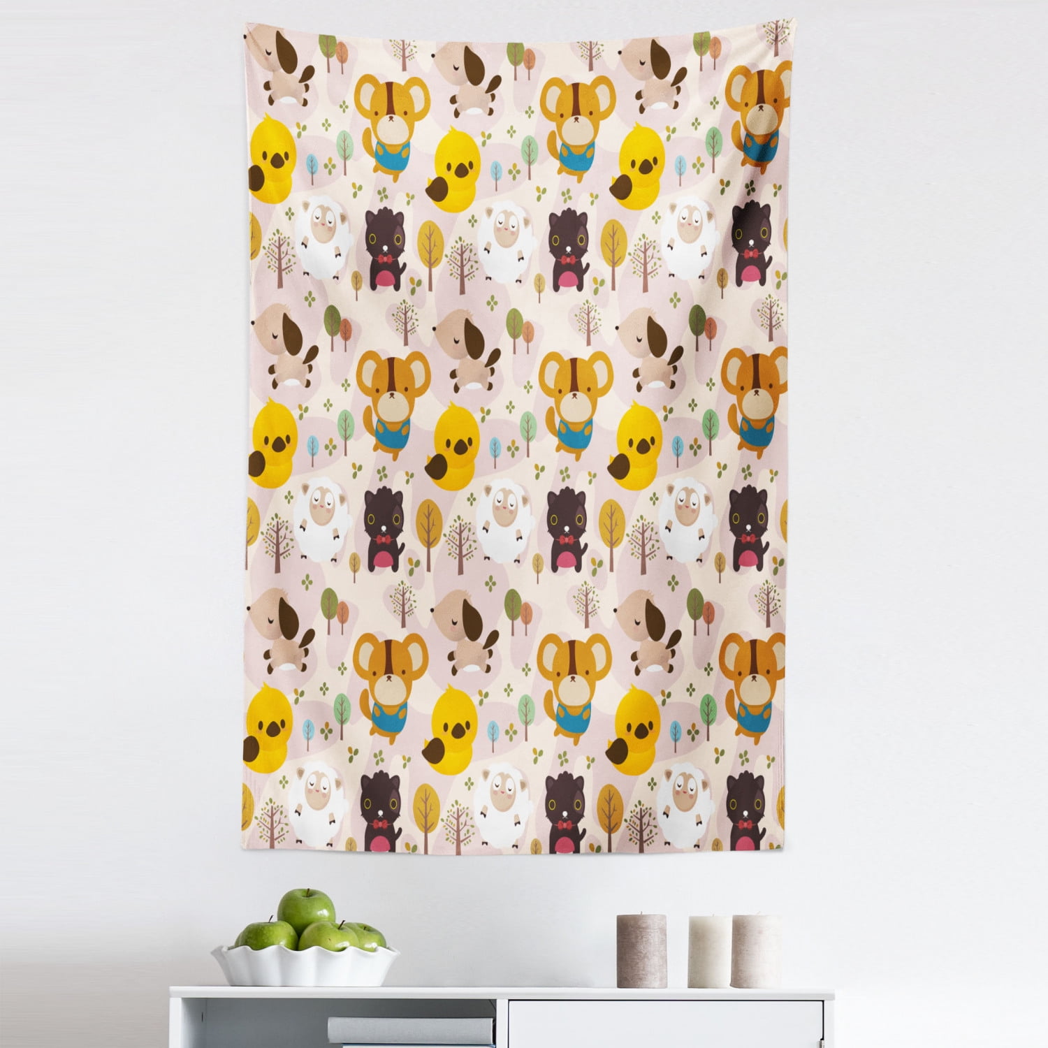 Cartoon Tapestry, Style Animal Caricatures Very Jungle Inhabitants ...