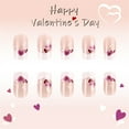 24 Pcs Valentines Day Short Square False Nails Heart on Nails French ...