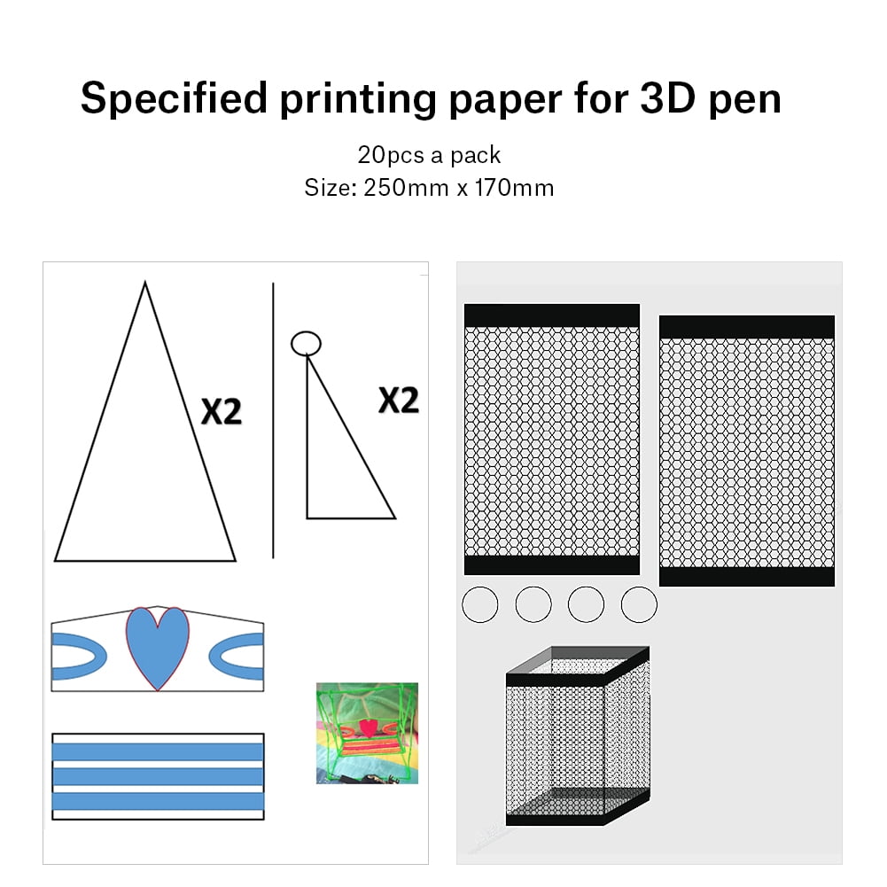 Specified printing paper for 3D pen, 20pcs a pack, 250mm x 170mm. Each ...