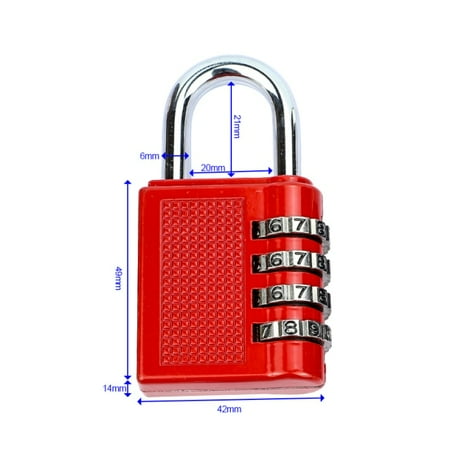 4 Digit Dial Combination Code Number Lock Padlock For Luggage Zipper ...