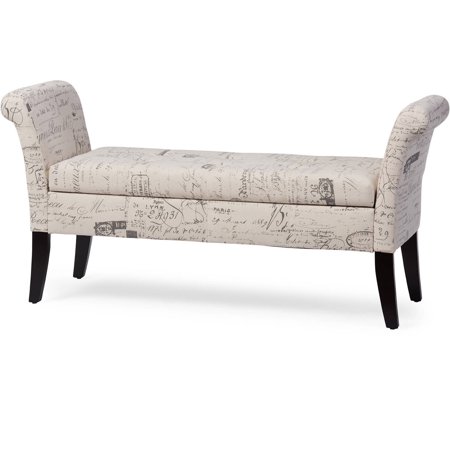 Baxton Studio Avignon Script-Patterned French Laundry Fabric Storage ...