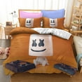 Cartoon marshmallow bedding three-piece set comfortable and soft bedding 2 pillowcases 1 quilt ...