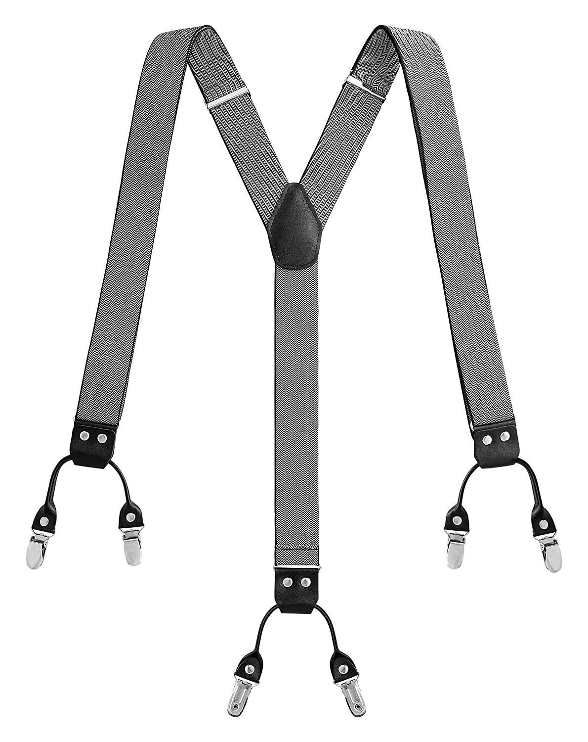 Roxoni Men’s Adjustable Y Shaped Elastic Suspenders -Size 48” Length 1 ...