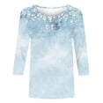 3/4 Sleeve Blouse For Women Plus Size Crew Neck Print Pullover 2026 ...