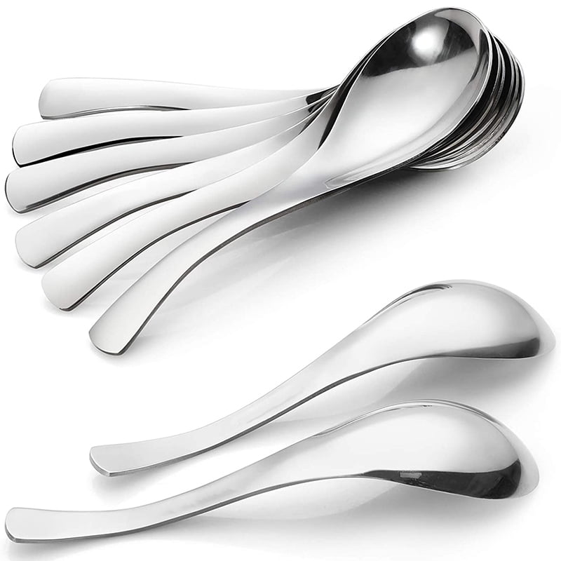 8 Pack Soup Spoons, Stainless Steel Soup Spoons, Thick Heavy-Weight ...