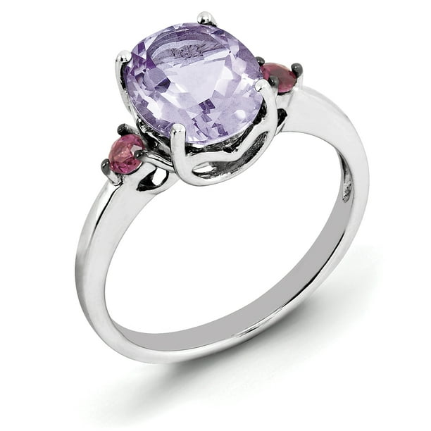 Jewelrypot - Sterling Silver Pink Amethyst & Rhodolite Garnet Ring. Gem ...