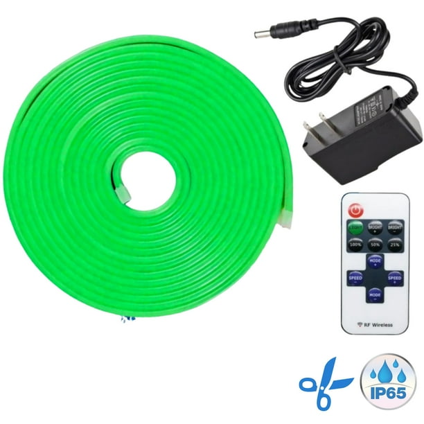 Tira led neon verde flexible unicolor 5 metros con control y conector ...