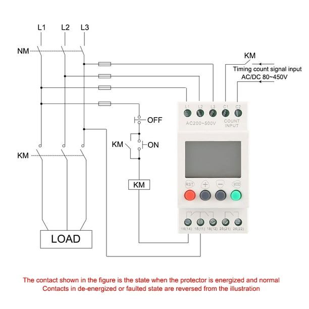 208-480V AC Under Over Voltage Current 3-Phase Protector Digital ...