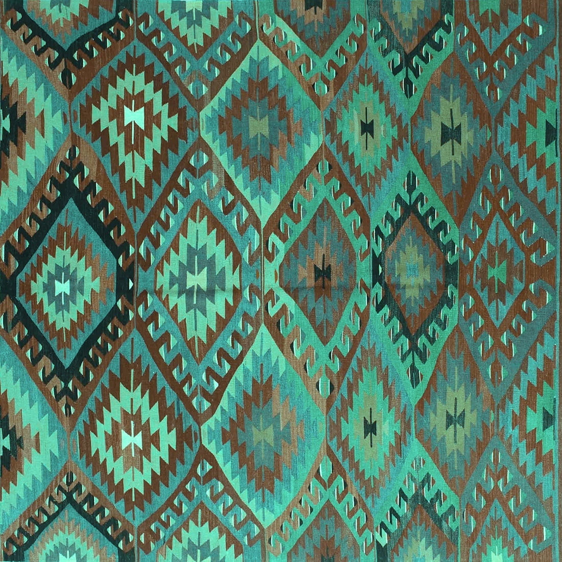 Ahgly Company Machine Washable Indoor Square Southwestern Turquoise ...