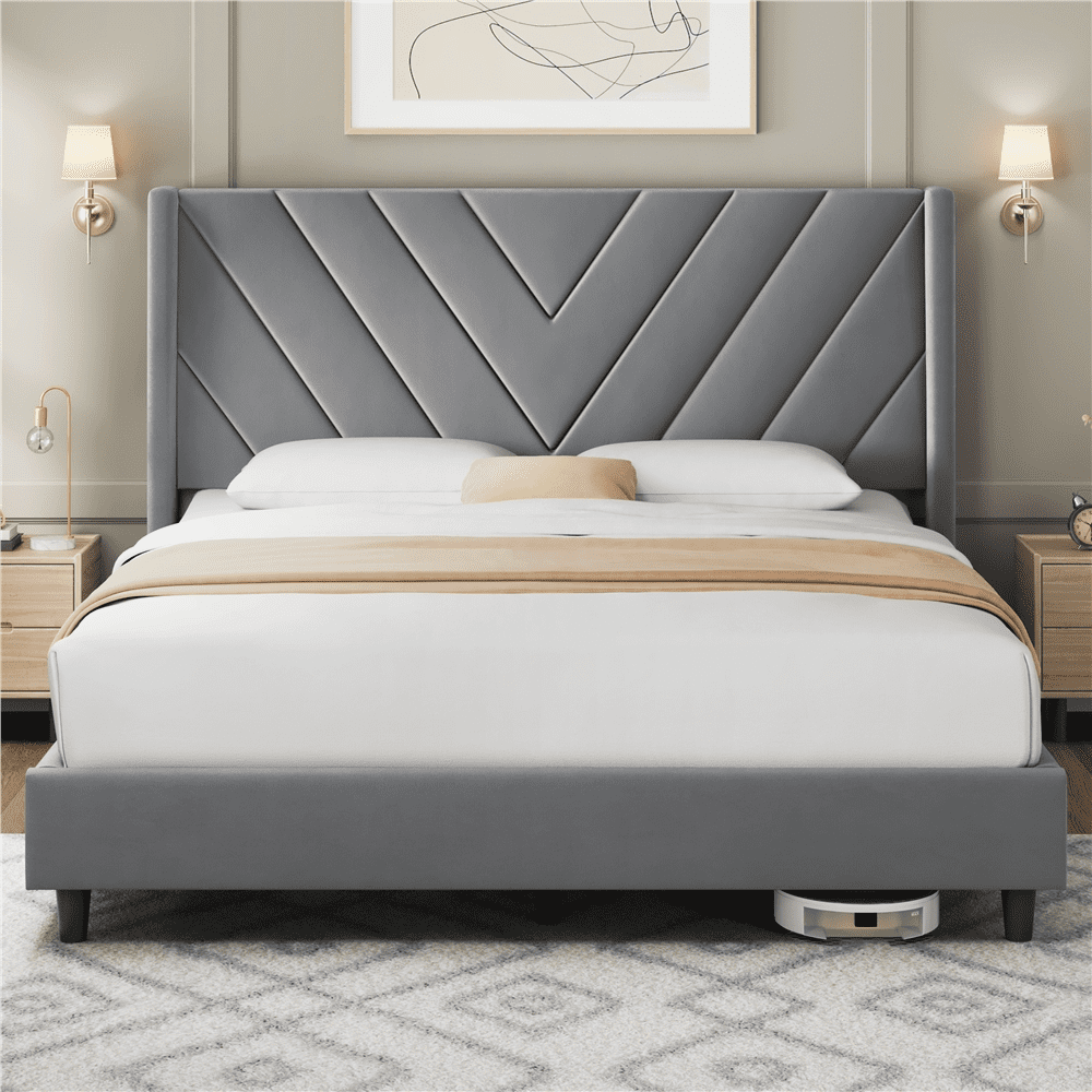 Click here for Unbranded Fullfurnique Upholstered Platform Bed Fr... prices
