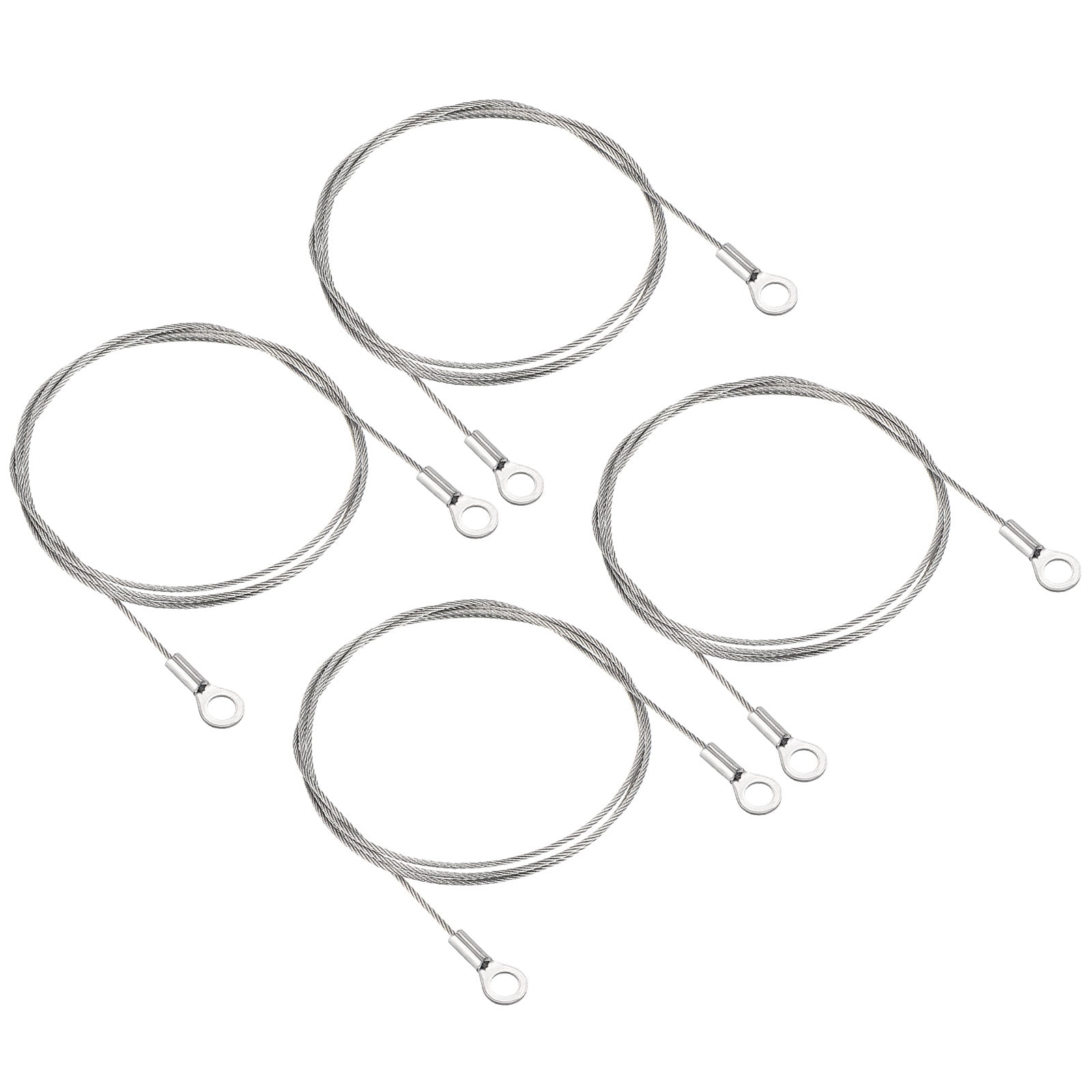 Uxcell 1.5mmx1m Stainless Steel Security Cable 6mm ID Eyelets Ended ...