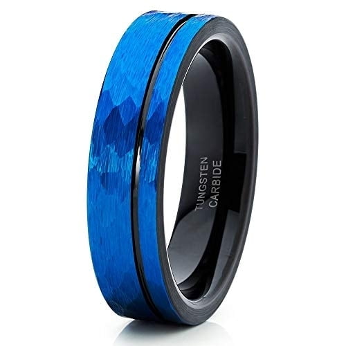 Thin Blue Line Mens Wedding Band, Handmade Personalized Custom Engravi ...