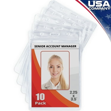 10 Pack - Large 3x5 Inch Large Clear Vertical Badge and Credential ...