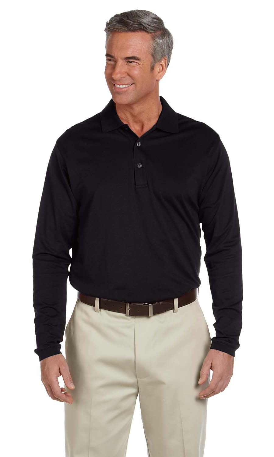 Ashworth 1352 Golf Shirt Men's EZ-Tech Long-Sleeve Polo - Walmart.com
