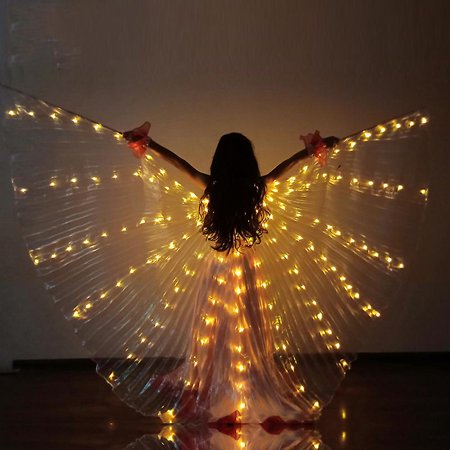 Lbq Girl Kids Angel Fairy Led Wings Cloak Light Up Crown Performance ...