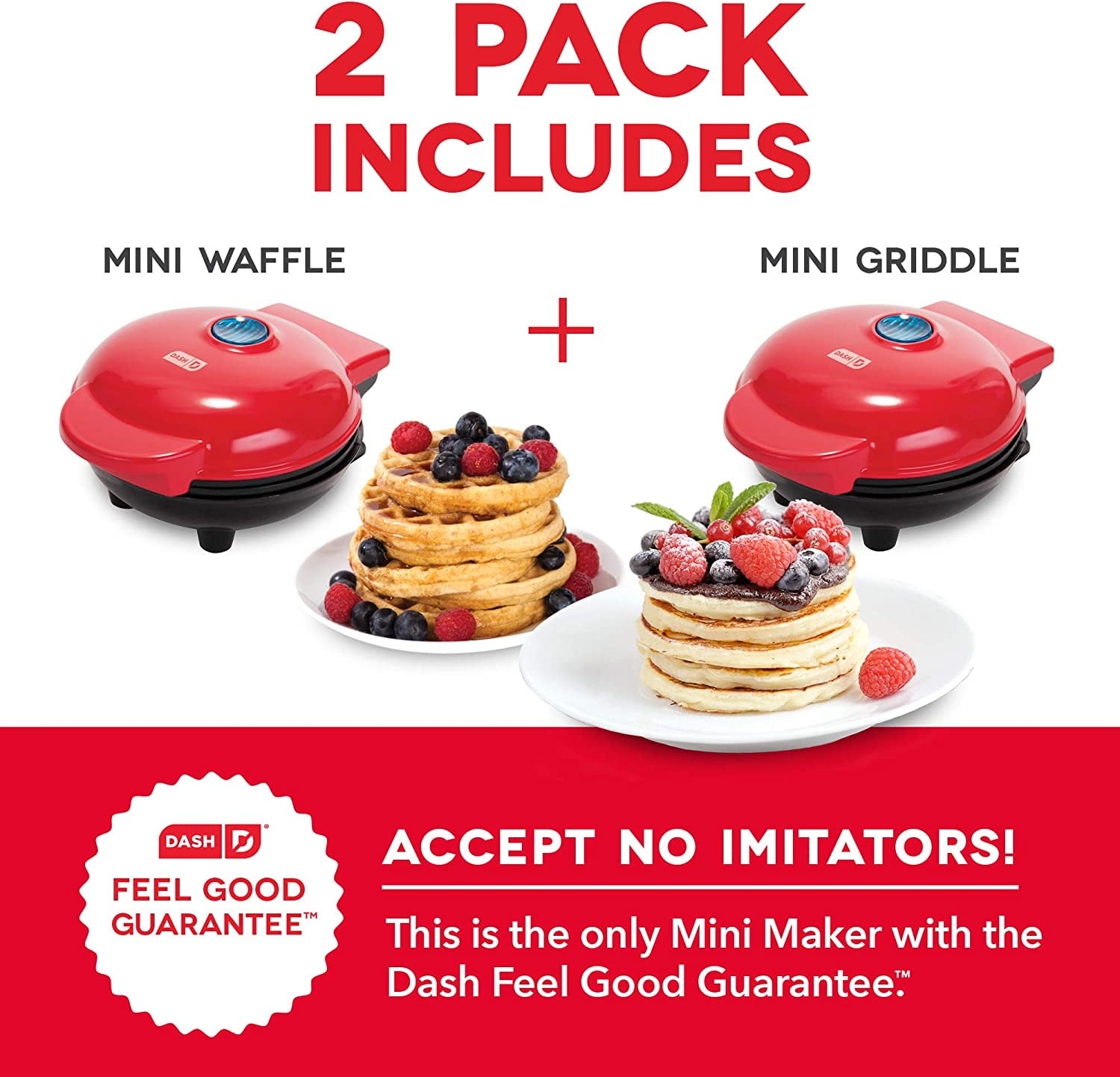 Buy Mini Maker Waffle Maker + Griddle, 2-Pack Griddle + Waffle Iron ...