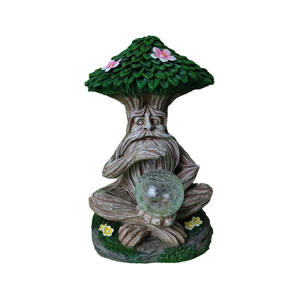 Luz Solar Viejo Hombre Cara Árbol Treant Resina Energía Solar Ahorro De ...