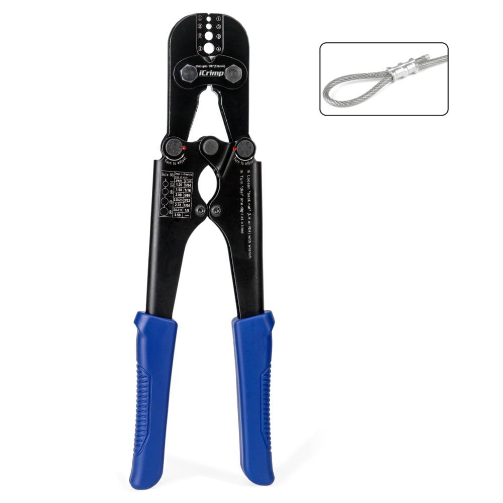 iCrimp 3/64"-1/8" Wire Rope Sleeves Swaging Tool for Aluminum Copper ...